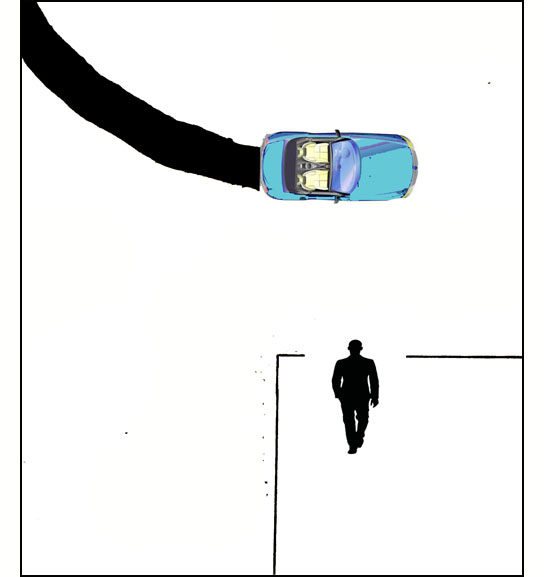 Drawing shows a pedestrian at a corner facing north with the parallel ...